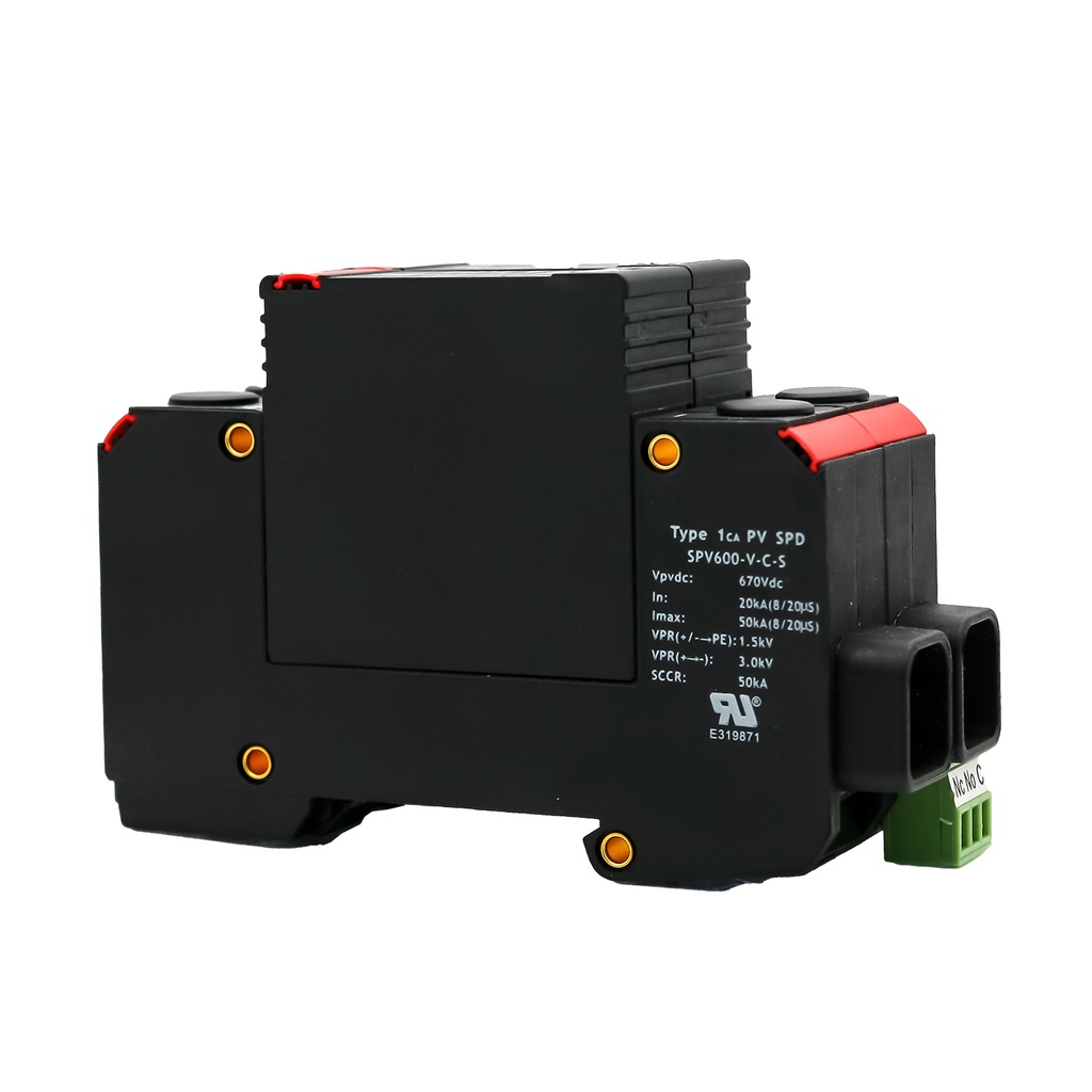 600V PV Surge Protector, DIN Rail Mount, V Configuration, 2-Pole DC ...