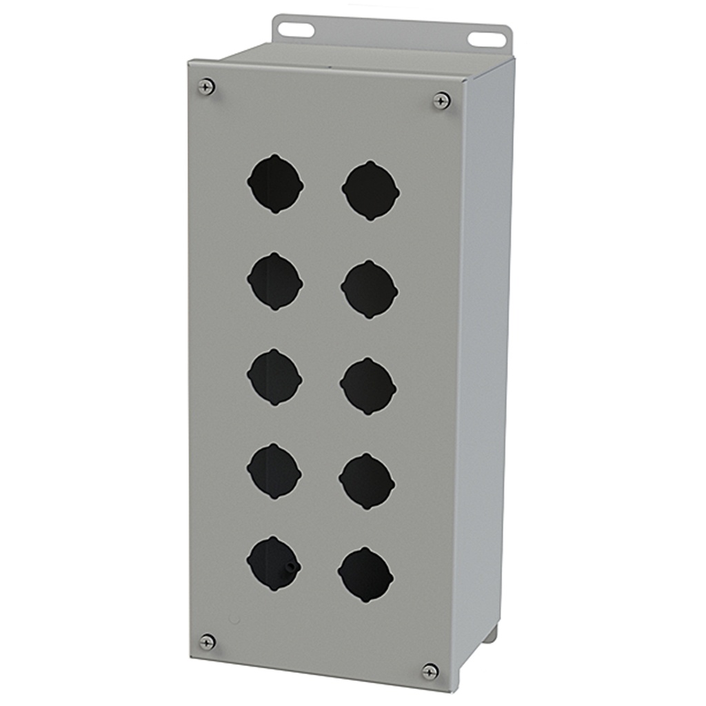 Push Button Enclosure, Extra Deep, 30.5mm Hole, 10 Hole, Steel, Gray ...