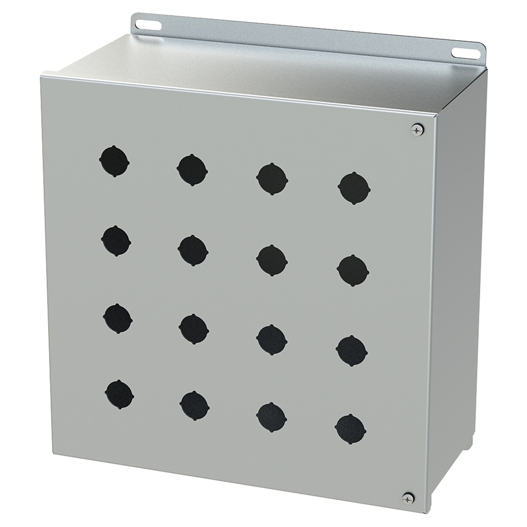 Push Button Enclosure, Hinged Cover, 22.5mm, 16 Hole, Stainless Steel ...
