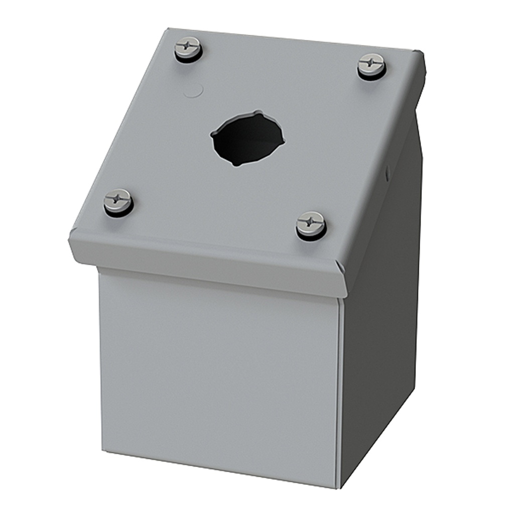 Push Button Enclosure, Sloping Front, 22.5mm Hole, 1 Hole, Steel, Gray ...