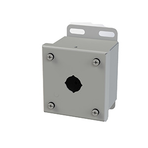 Push Button Enclosure, 22.5mm Hole, Single Hole, Steel, Gray | SourceASI