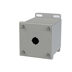 Push Button Enclosure, Extra Deep, 22.5mm Hole, 1 Hole, Steel, Gray ...