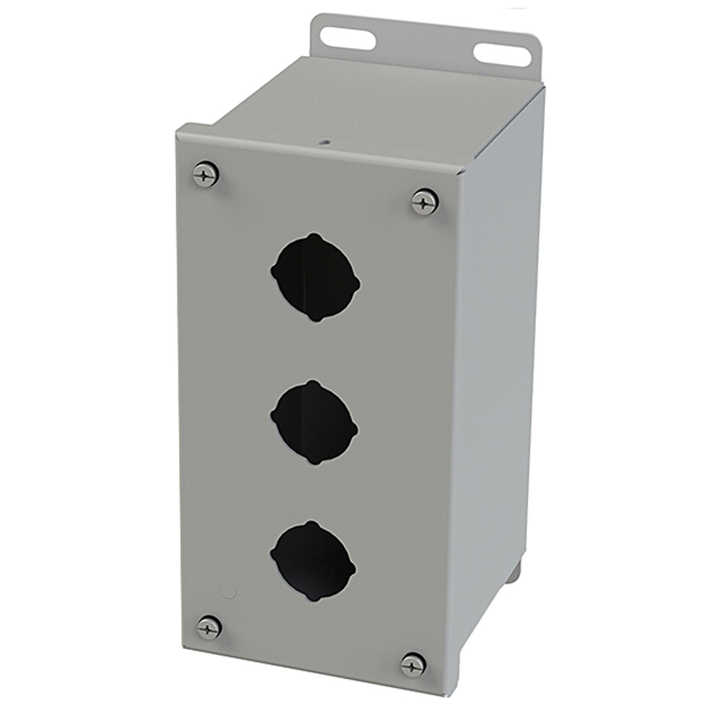 Push Button Enclosure, Extra Deep, 30.5mm Hole, 3 Hole, Steel, Gray ...