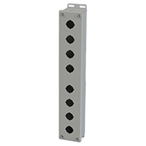 Push Button Enclosure, 30.5mm Hole, Eight Hole, Steel, Gray | SourceASI