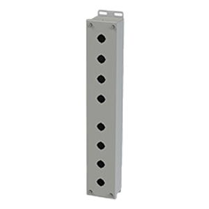 Push Button Enclosure, 22.5mm Hole, Eight Hole, Steel, Gray | SourceASI