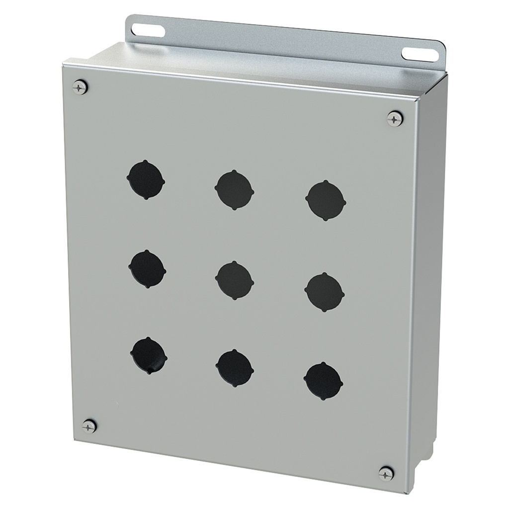 Push Button Enclosure, 22.5mm, 9 Hole, 304 Stainless Steel, NEMA 4X ...