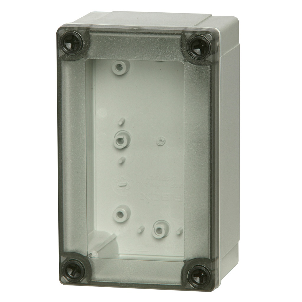 Plastic Enclosure Box, NEMA 4X, Smoked Clear Cover, 5x3x5 Inch | SourceASI