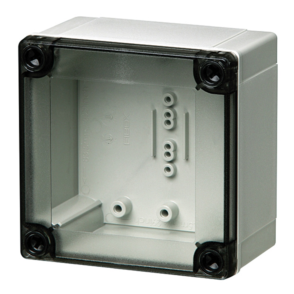 Plastic Enclosure Box, NEMA 4X, Smoked Clear Cover, 4x4x3 Inch | SourceASI