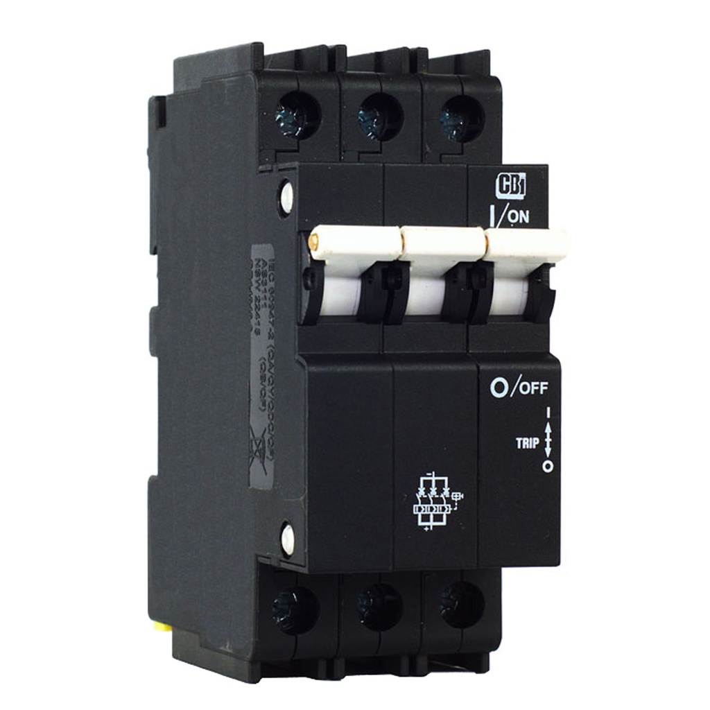 3 Amp DIN Rail Circuit Breaker, 240V AC, 3 Pole, Medium Trip Curve ...