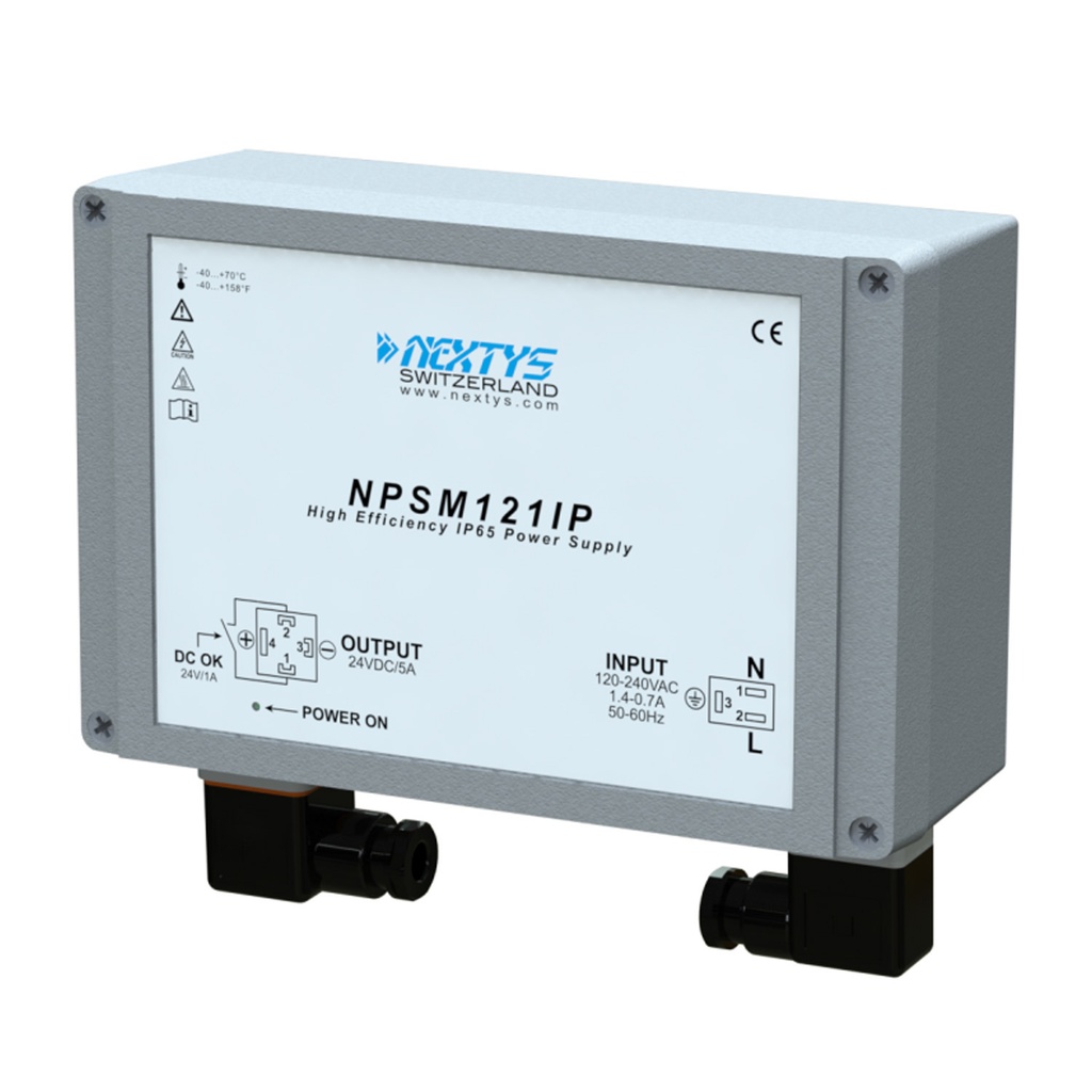 24V Fully Enclosed Panel Mount Power Supply, 5A, Input 120V, IP65 ...