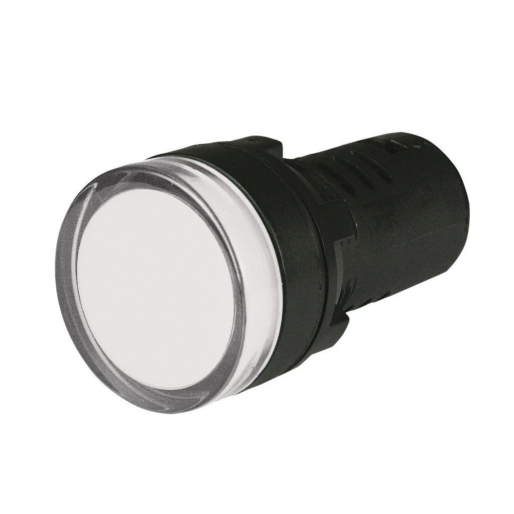220V White Panel Indicator Light, 22mm Panel Mount, UL | SourceASI.com
