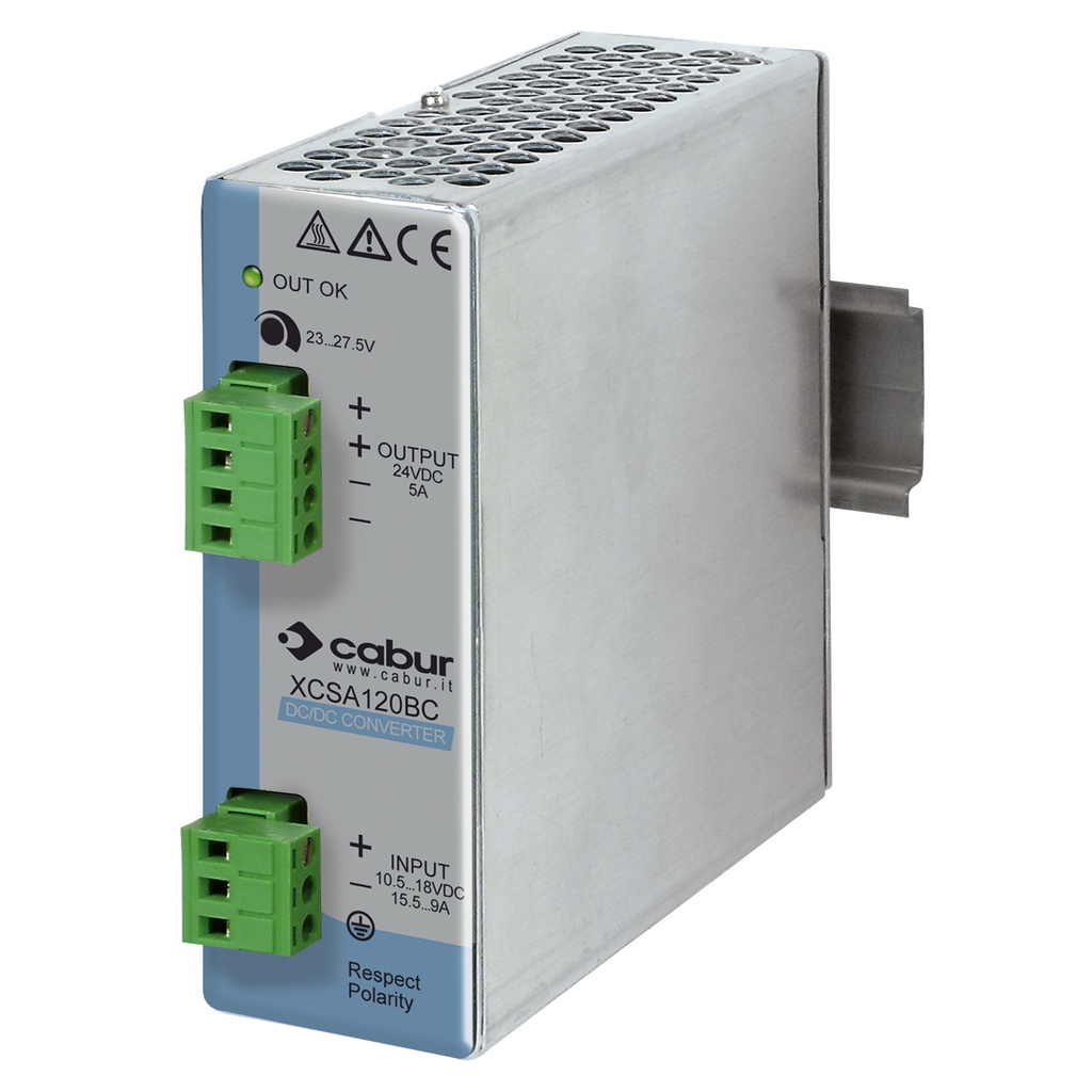 12V DC To 24V DC Converter, 5 Amp, DIN Rail Mounted | SourceASI.com