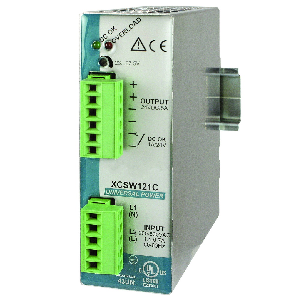 24V DIN Rail Power Supply, Split Phase, Input 240V AC, Ou ...