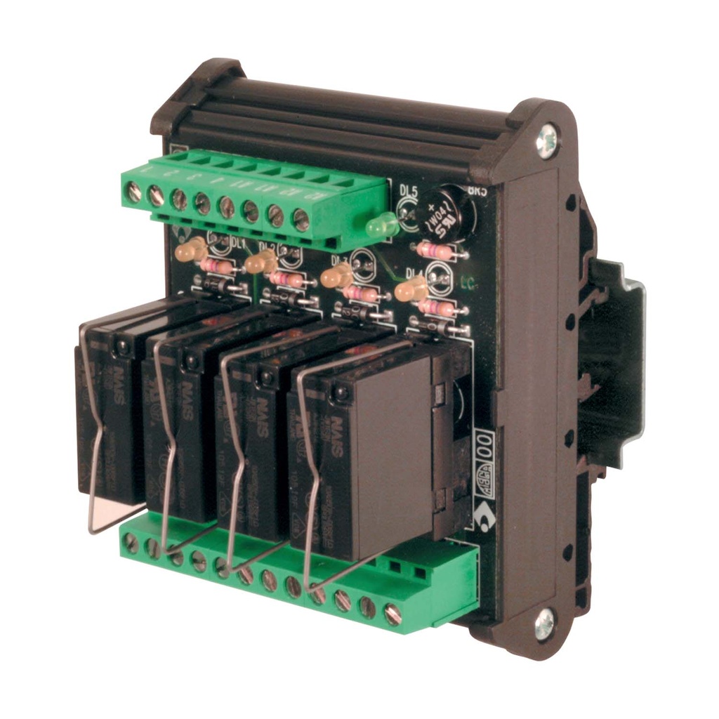 4 Channel 24V Relay Module, DIN Rail Mount, 24Vac/dc Input, 250Vac ...