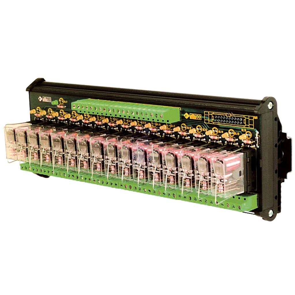 16 Channel 24Vdc Relay Module, DIN Rail Mount, 24Vdc Input, 250Vac ...