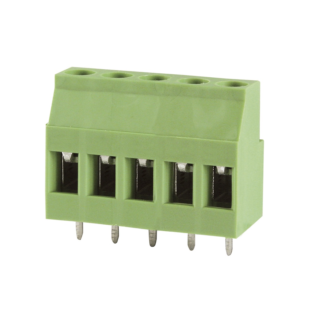 5 Position PCB Screw Terminal Block, Rising Clamp, Green Housing, 5 ...