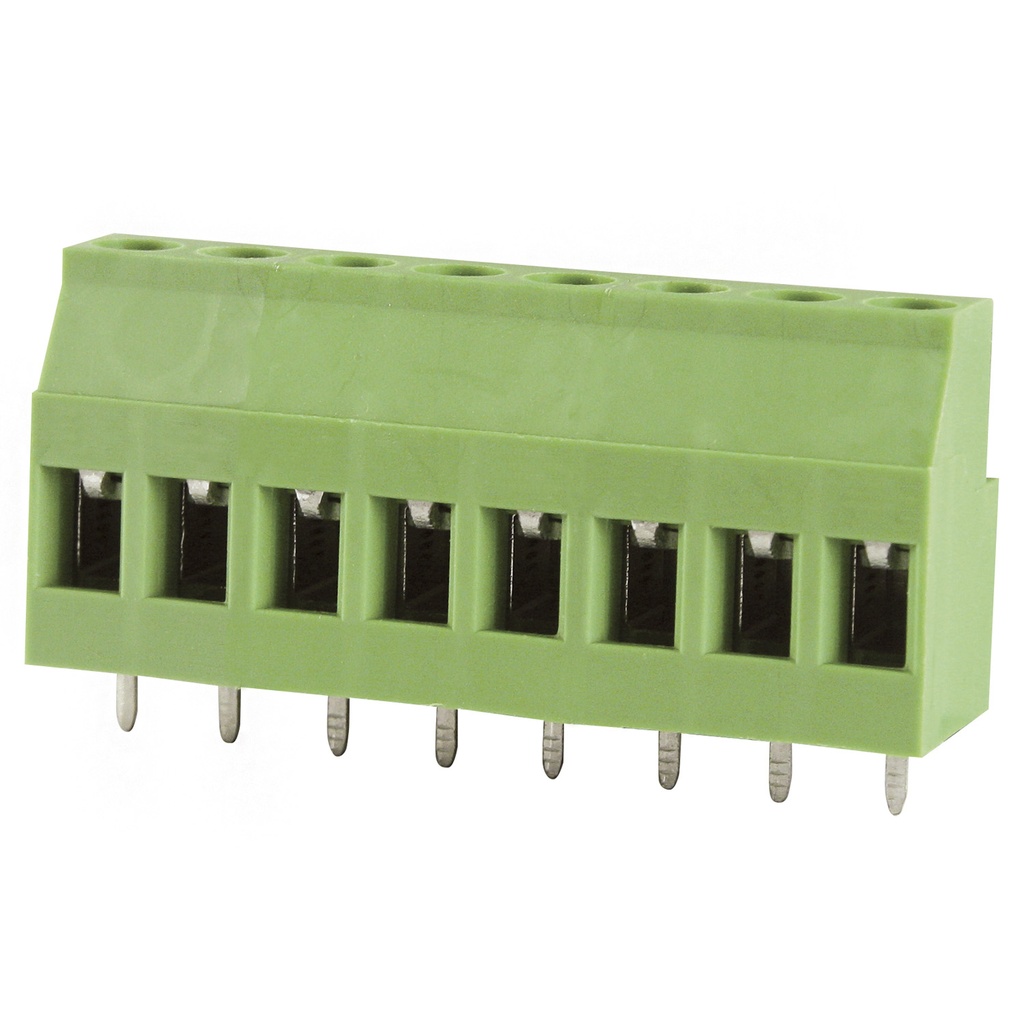 8 Position PCB Screw Terminal Block, Rising Clamp, Green Housing, 5 ...