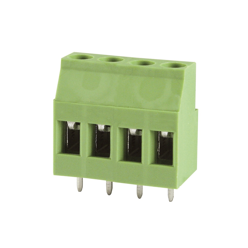4 Position PCB Screw Terminal Block, Rising Clamp, Green Housing, 5mm ...