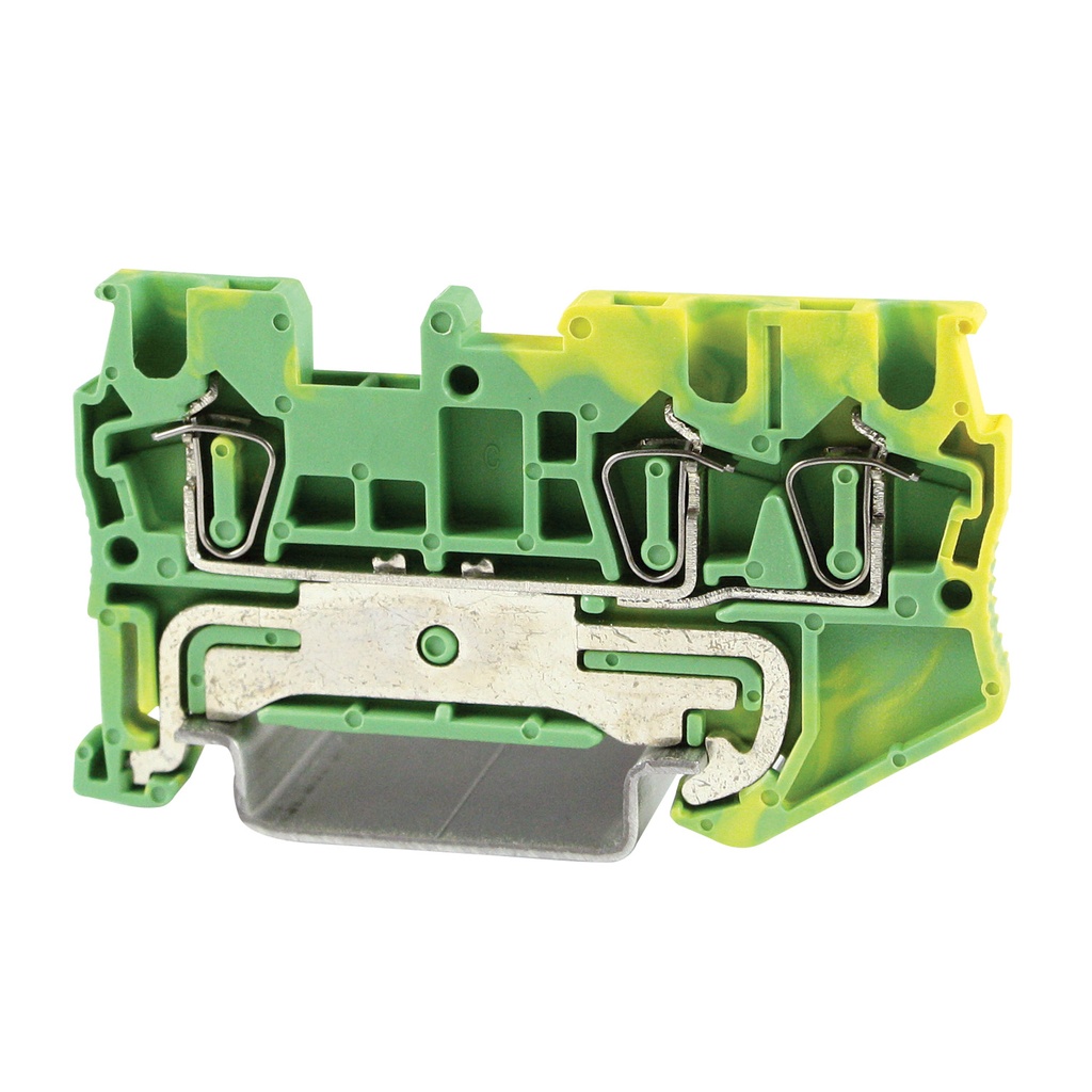 3 Wire Ground Spring Terminal Block, DIN Rail Mount Screwless 3 Wire ...