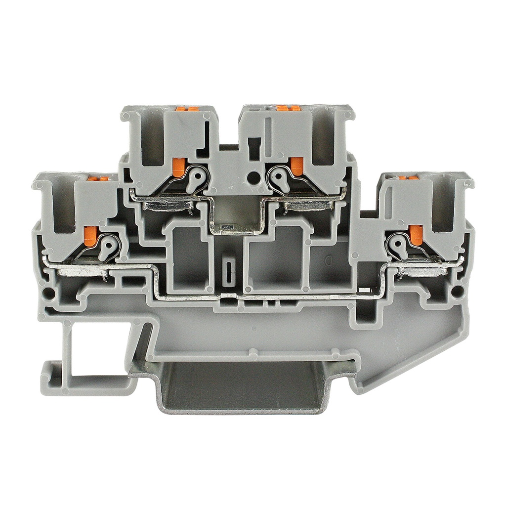 2 Level Push-In Terminal Block, DIN Rail Mount, UL Rated 26-12 AWG, 20A, 600V, ASI421467 | SourceASI