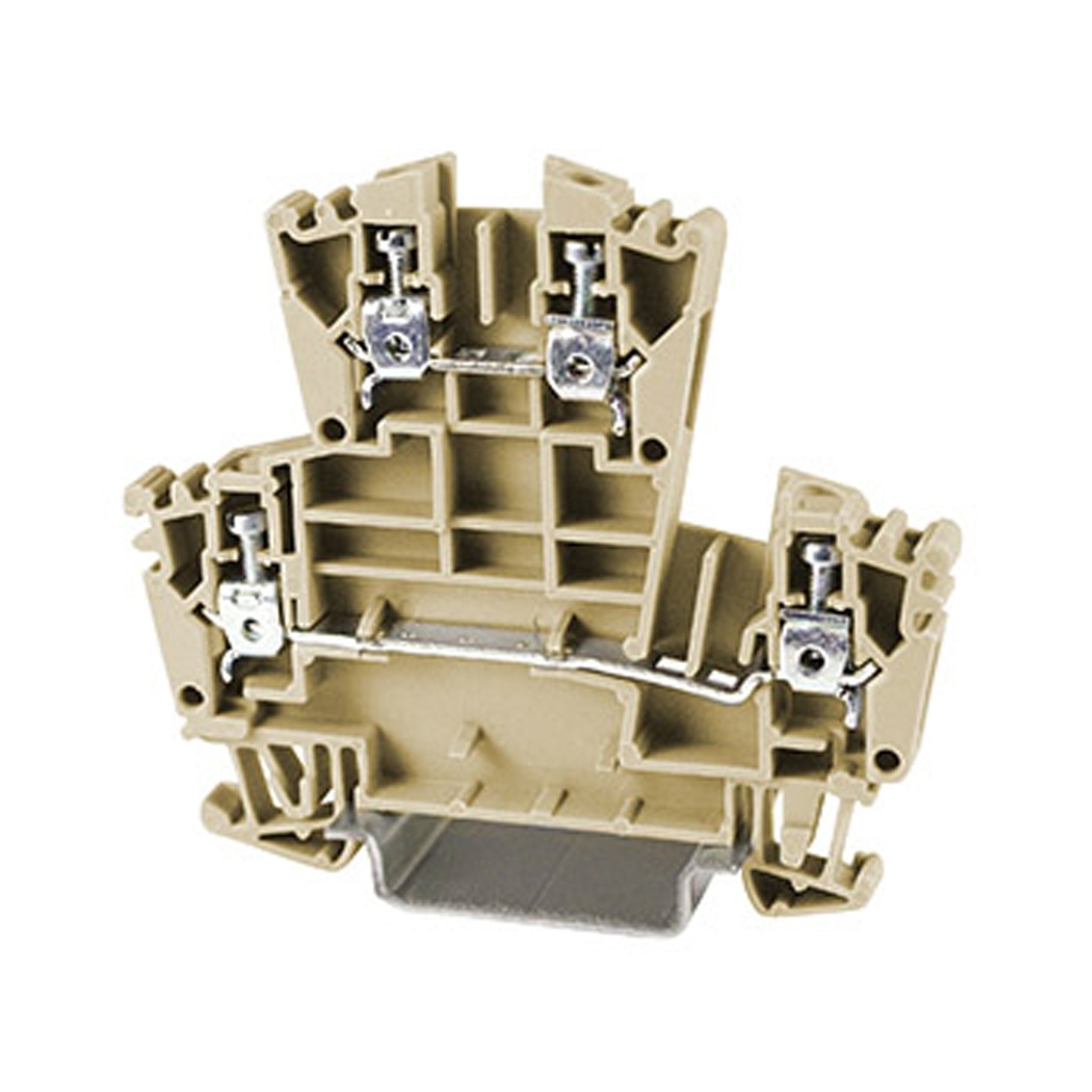 2 Level DIN Rail Terminal Block, 20 Amp, 600 Volt, 22-12 AWG, Beige ...