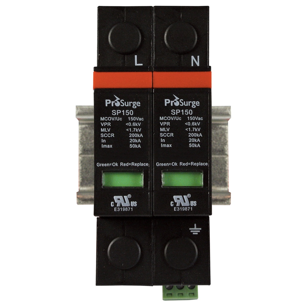 120V AC DIN Rail Mounted Surge Protection Device, 2 Pole ...