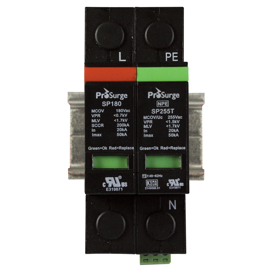 2 pole, including base and pluggable MOV and GDT surge protector ...