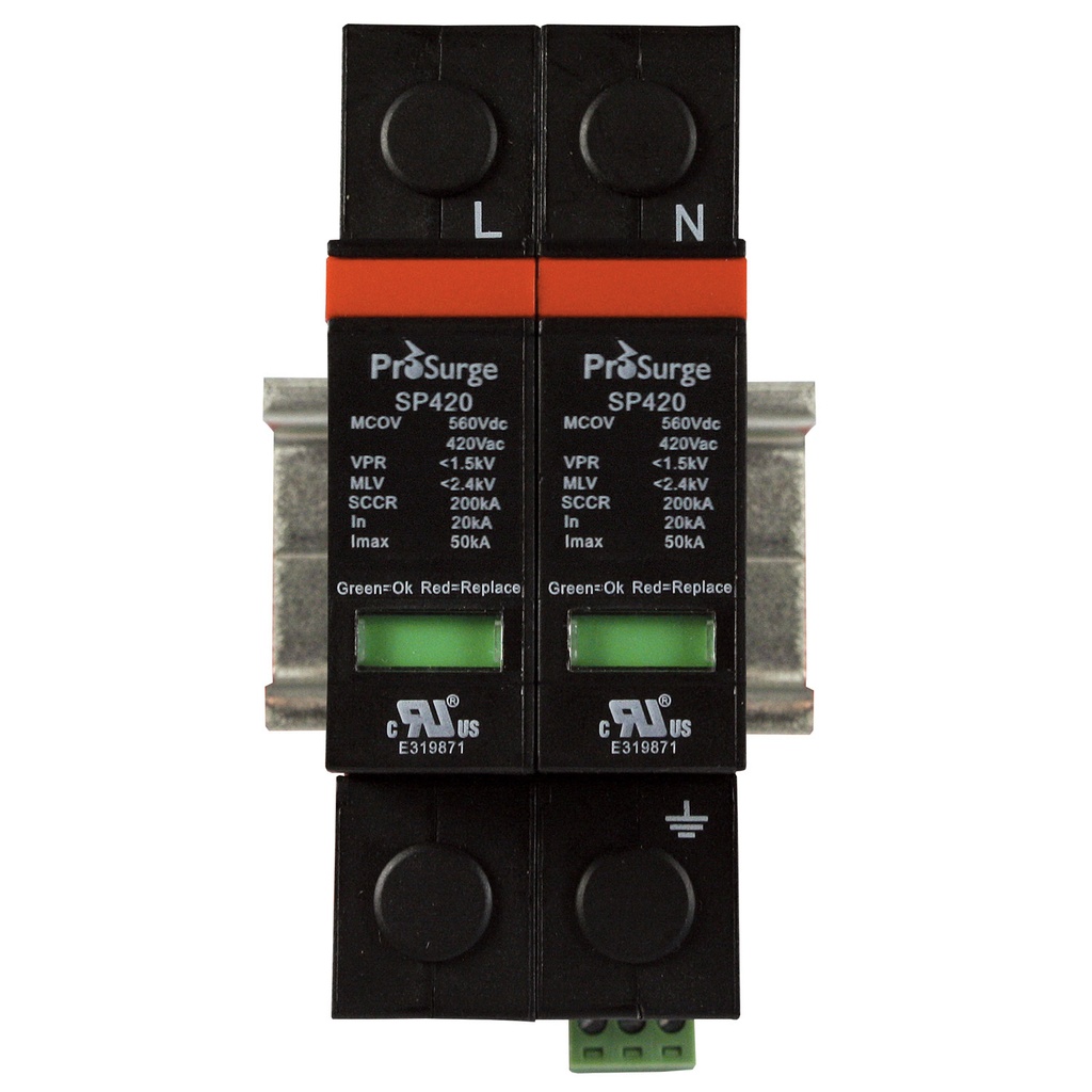 Two pole, including base and pluggable surge protector mo ...
