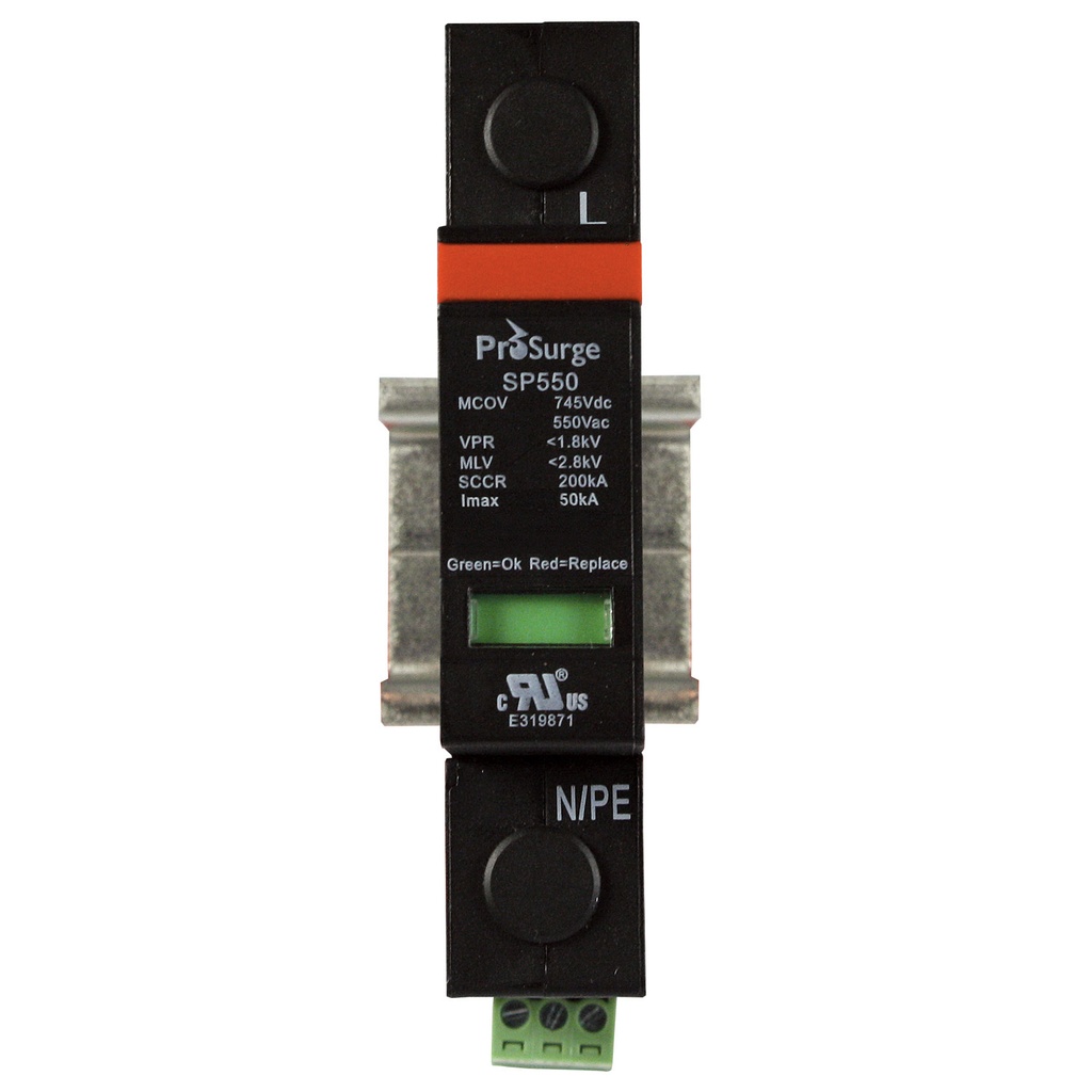 480 Vac Single Pole Surge Protector, DIN Rail Mount, MCOV ...