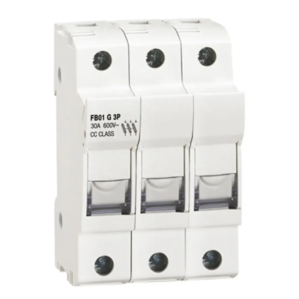 Class CC Fuse Holder, DIN Mount, 3 Pole, 30A, 600V, 18-8AWG | SourceASI.com