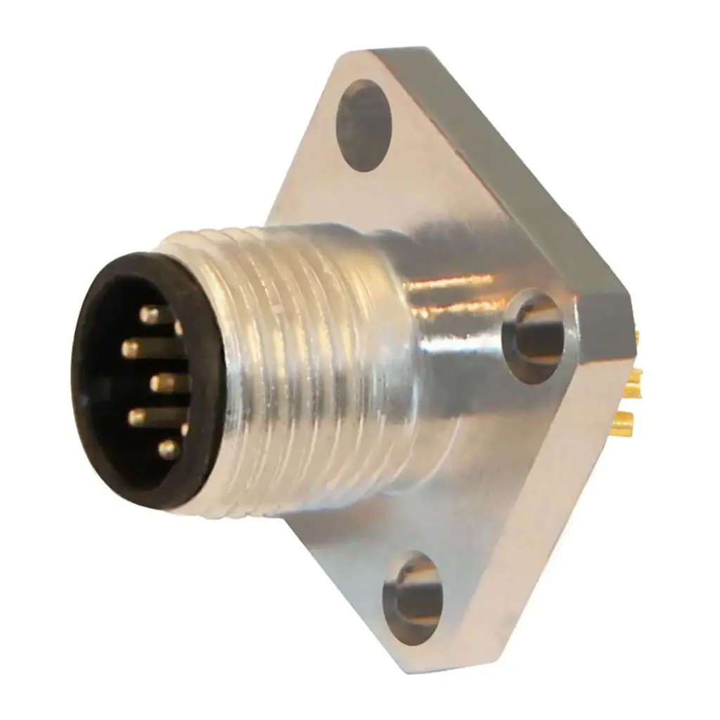 M12 Front Assembly Male, 8-Pole, Solder Pins | SourceASI.com