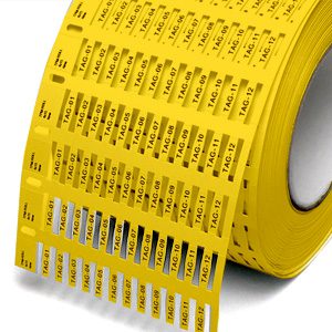 Cable Tags Push-in Markers Precut, 4x10mm Yellow , Roll o ...