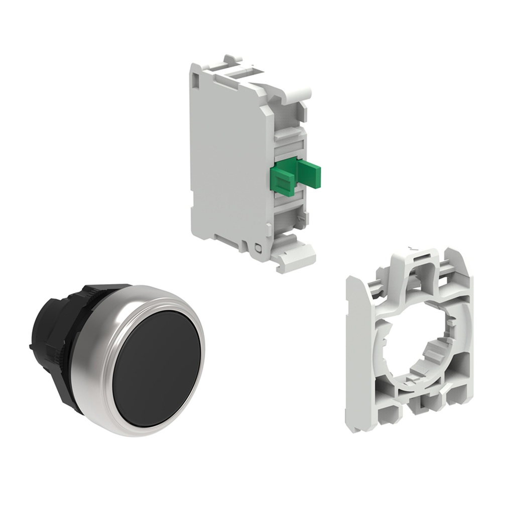 22mm Momentary Plastic Push Button, Black, Normally Open ...
