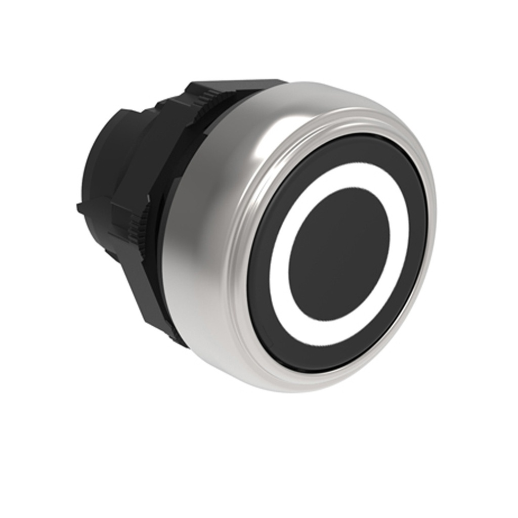 Black Momentary Push Button with "O" Symbol, Flush, 22mm | SourceASI