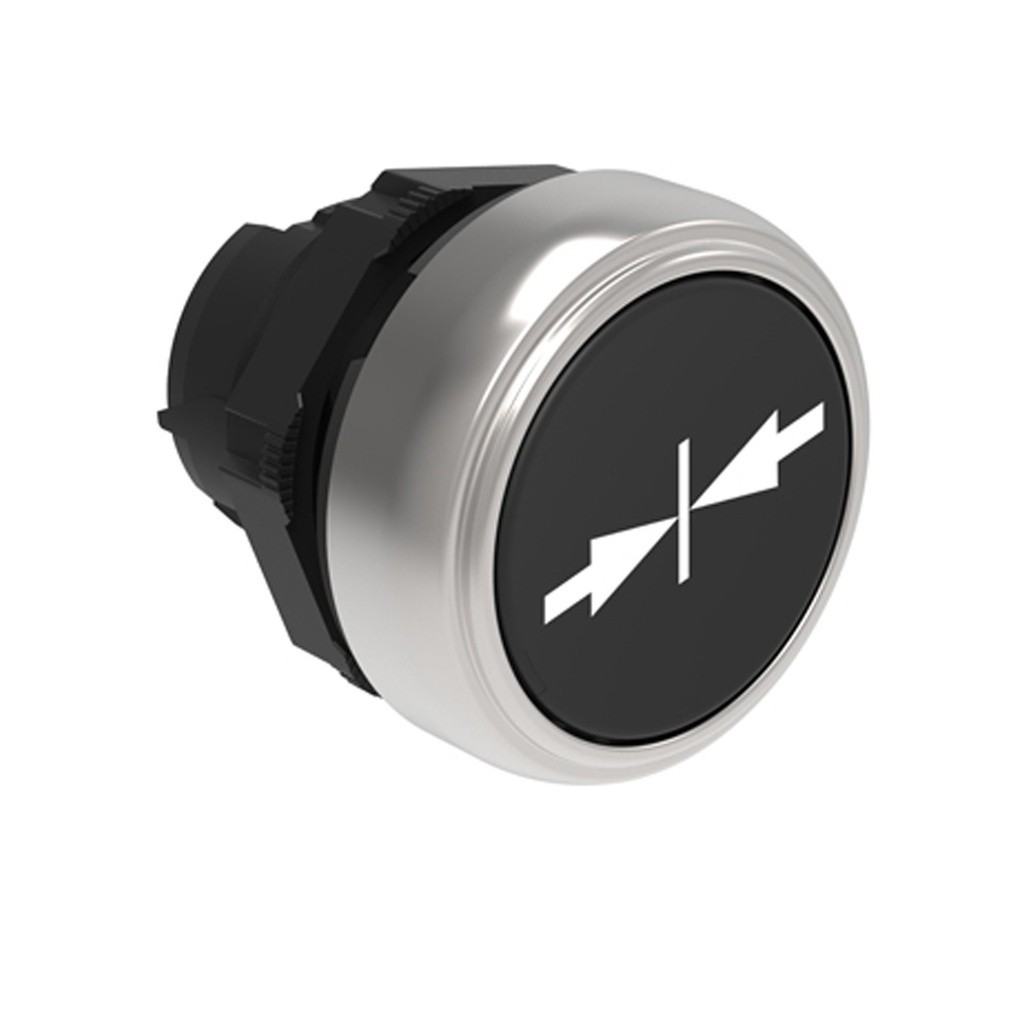 22mm Black Momentary Push Button CLOSE Indication Arrows, Flush | SourceASI