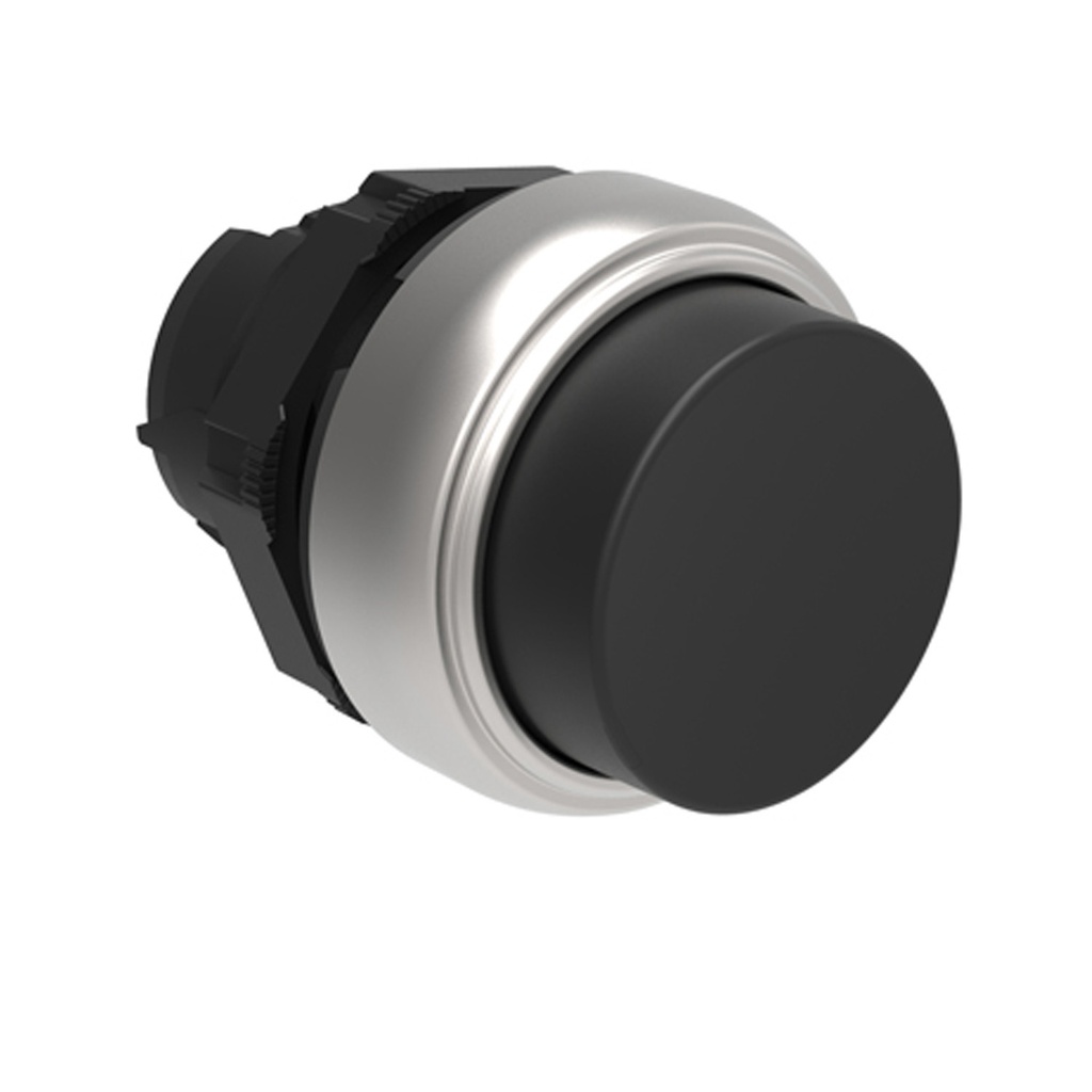 Plastic Push Button, Momentary, Extended, Black, 22mm | SourceASI