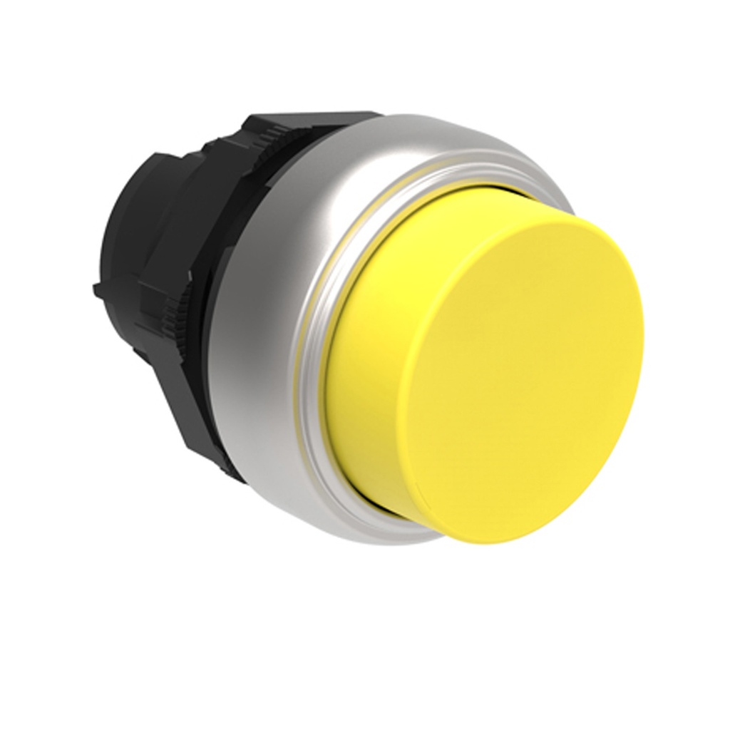 Plastic Push Button, Momentary, Extended, Yellow, 22mm | SourceASI