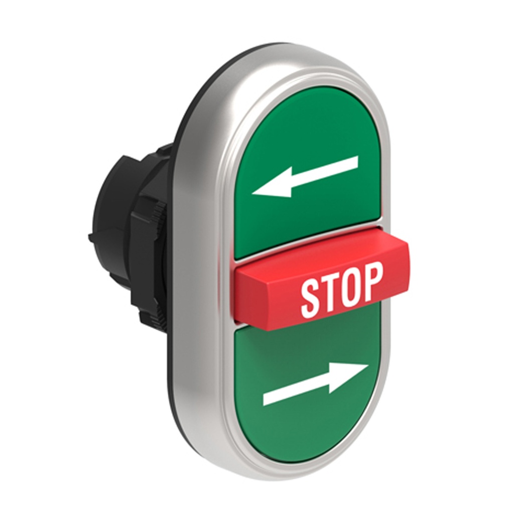 Open Close Stop Switch-w-Arrows-Momentary-22mm-Flush-Green-Red | SourceASI