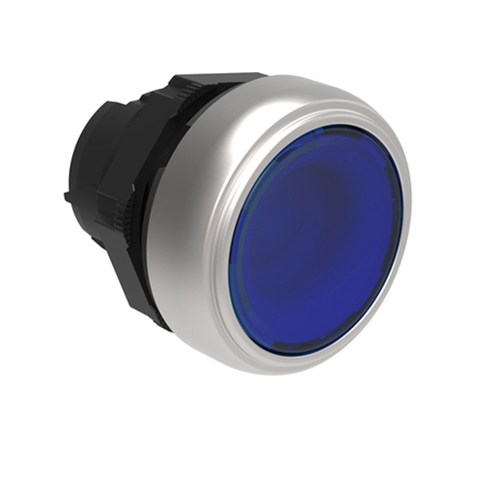 Illuminated Momentary Push Button Switch, Blue, Flush, 22mm | SourceASI
