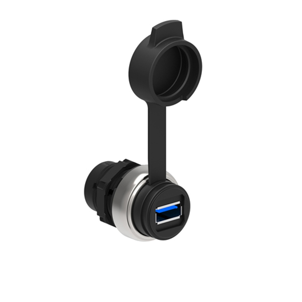 USB Bulkhead Connector with Cap, 3.0, A-B Connection, 22m ...