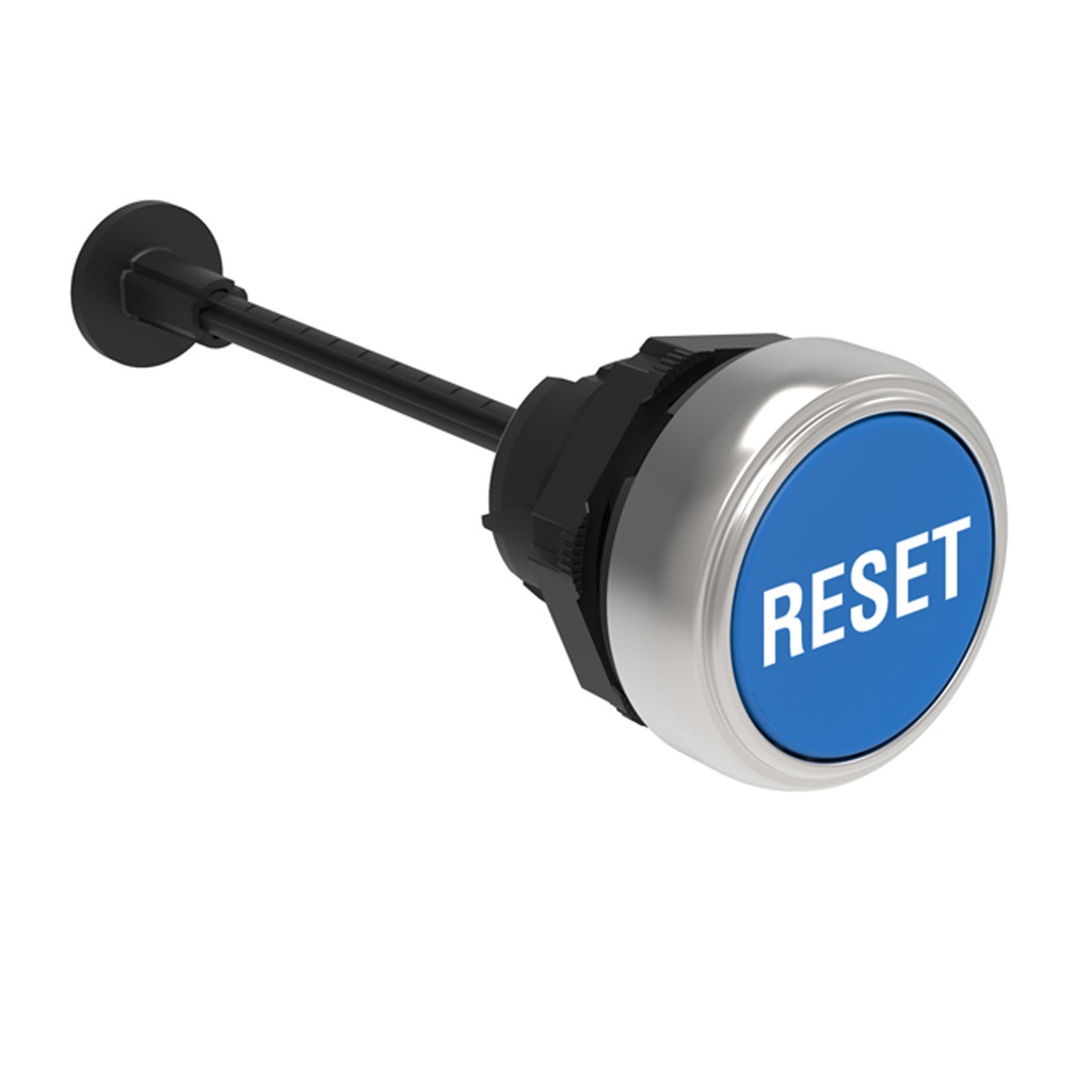 22mm Plastic Momentary Push Button with RESET indication, Blue, Flush ...