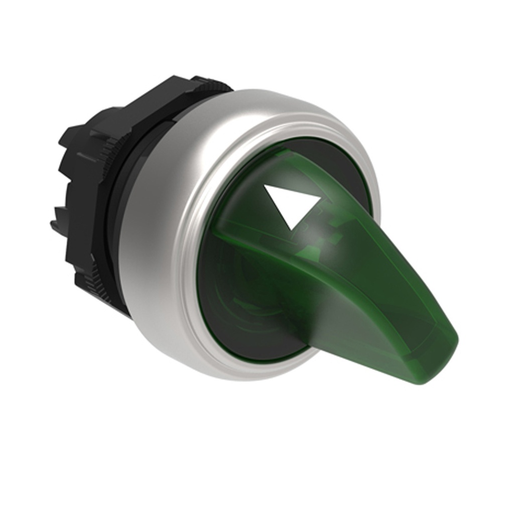 Green Illuminated Selector Switch, 3 Position, Center Rig ...