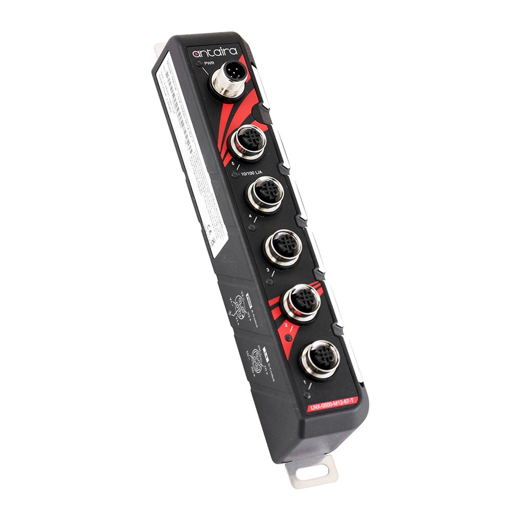 5 Port Waterproof M12 Ethernet Switch, 12-48VDC Power Inp ...